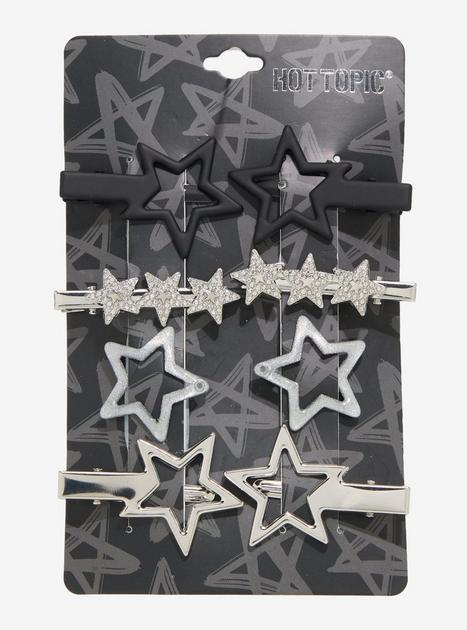 Silver & Black Star Hair Clip Set | Hot Topic