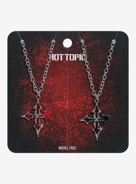 Red & Black Gothic Cross Best Friend Necklace Set | Hot Topic