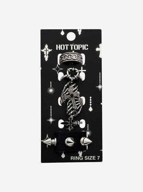 Skeleton Cross Spike Ring Set | Hot Topic