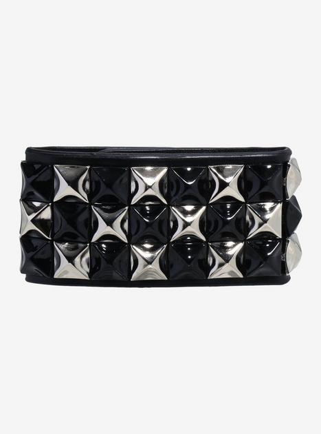 Black & Silver Pyramid Stud Cuff Bracelet | Hot Topic