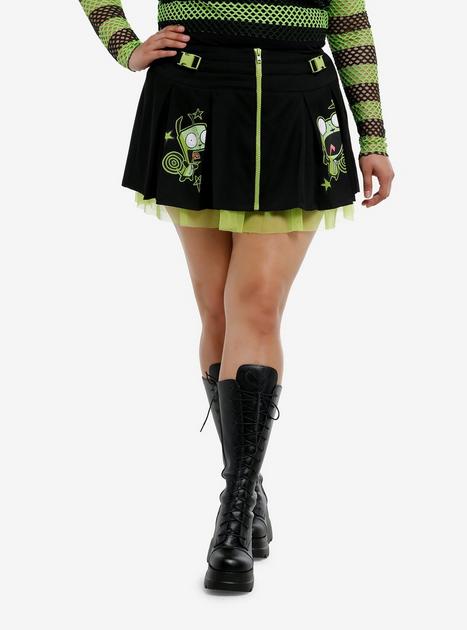 Invader Zim GIR Zipper Buckle Pleated Skirt Plus Size | Hot Topic