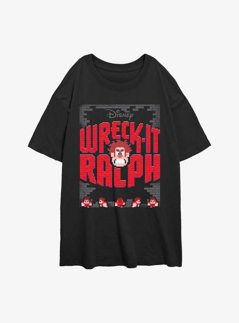 Disney Wreck It Ralph Stack Womens Oversized T-Shirt - BLACK | BoxLunch