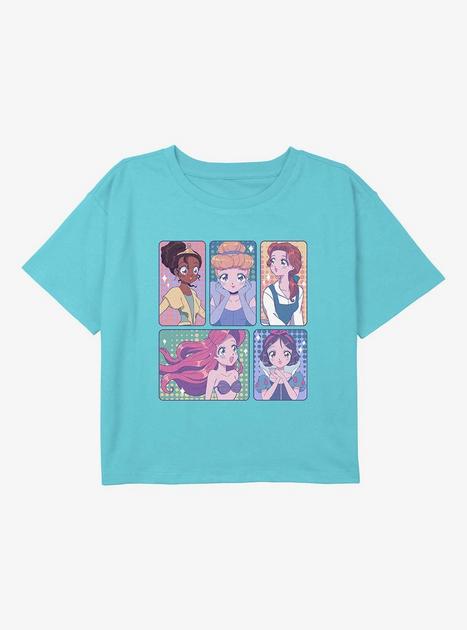 Disney Princesses Anime Youth Girls Boxy T-Shirt - BLUE | BoxLunch