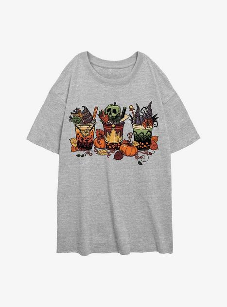 Disney Villains Villain Fall Drinks Womens Oversized T-Shirt - GREY ...