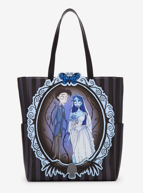 Loungefly Corpse Bride Character Frame Stripe Tote Bag | Hot Topic