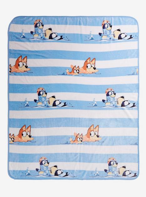 Bluey Heelers Swimming Stripe Throw Blanket | Hot Topic