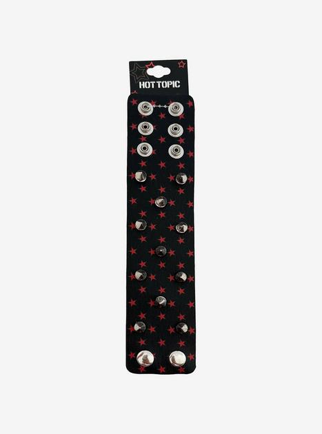 Black & Red Star Spike Cuff Bracelet | Hot Topic