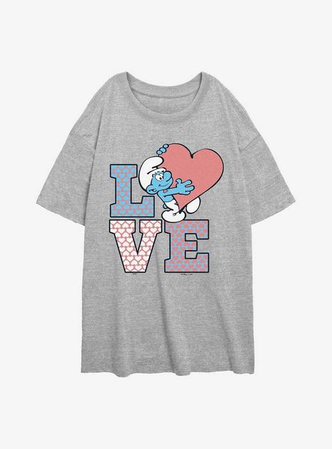 The Smurfs Love Smurf Girls Oversized T-Shirt - GREY | Hot Topic