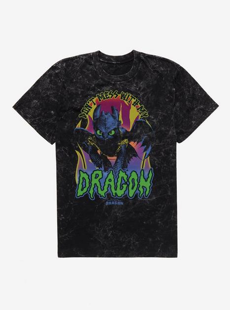 HTTYD Don't Mess With My Dragon Mineral Wash T-Shirt - BLACK | Hot Topic