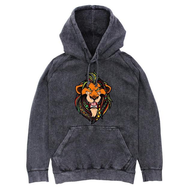 Disney The Lion King Scar Pattern Face Mineral Wash Hoodie - BLACK ...