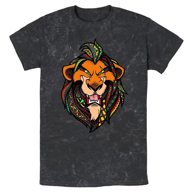 Disney The Lion King Scar Pattern Face Mineral Wash T-Shirt - BLACK ...