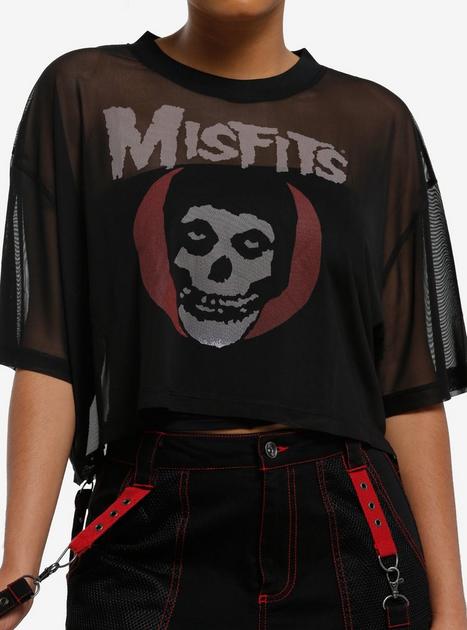 Misfits Fiend Skull Mesh Girls Crop Top | Hot Topic