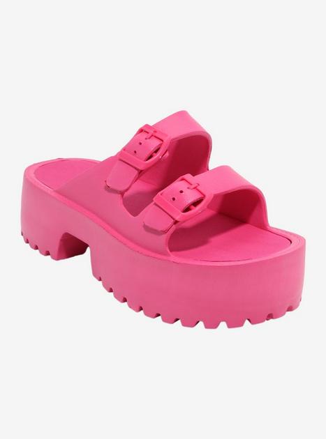 Yoki Pink Maya Buckle Platform Sandals | Hot Topic