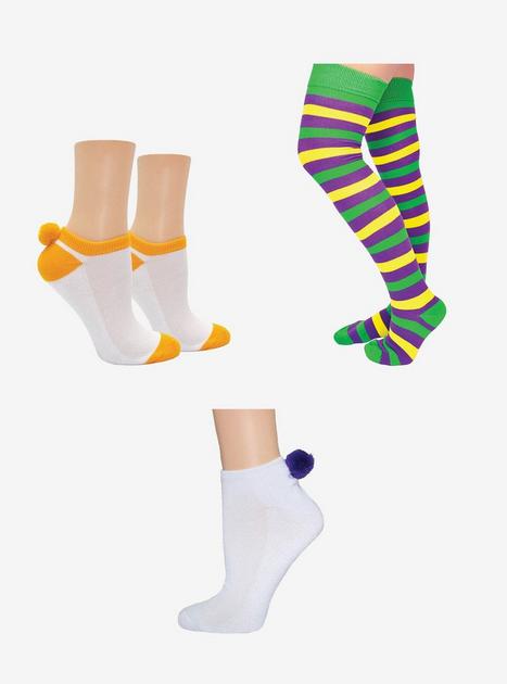 Mardi Gras 3-Pair Socks | Hot Topic