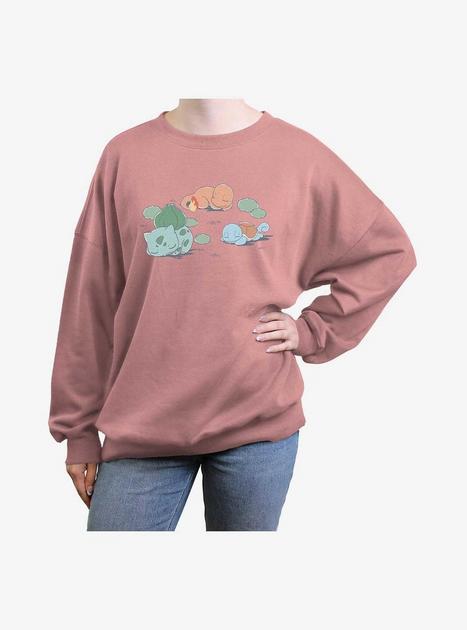 Pokemon Bulbasaur Charmander Squirtle Girls Oversized Sweatshirt - PINK ...