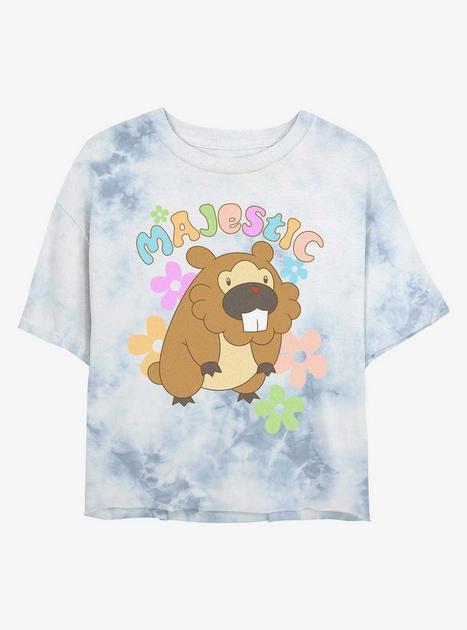 Pokemon Bidoof Majestic Girls Tie-Dye Crop T-Shirt - MULTI | Hot Topic
