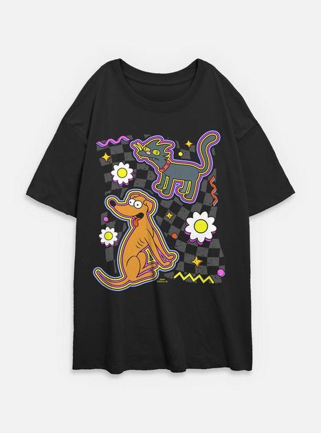 The Simpsons Flowers Retro Style Womens Oversized T-Shirt - BLACK ...