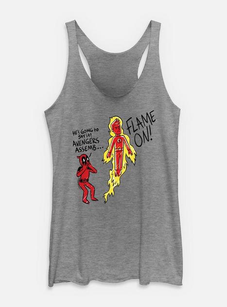 Marvel Deadpool & Wolverine Flame On Womens Tank - GREY | BoxLunch