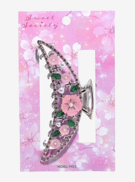 Sweet Society Pink Floral Bling Claw Hair Clip | Hot Topic