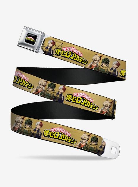 My Hero Academia Character Trio Pose & Title Logo Tan Seatbelt Buckle ...