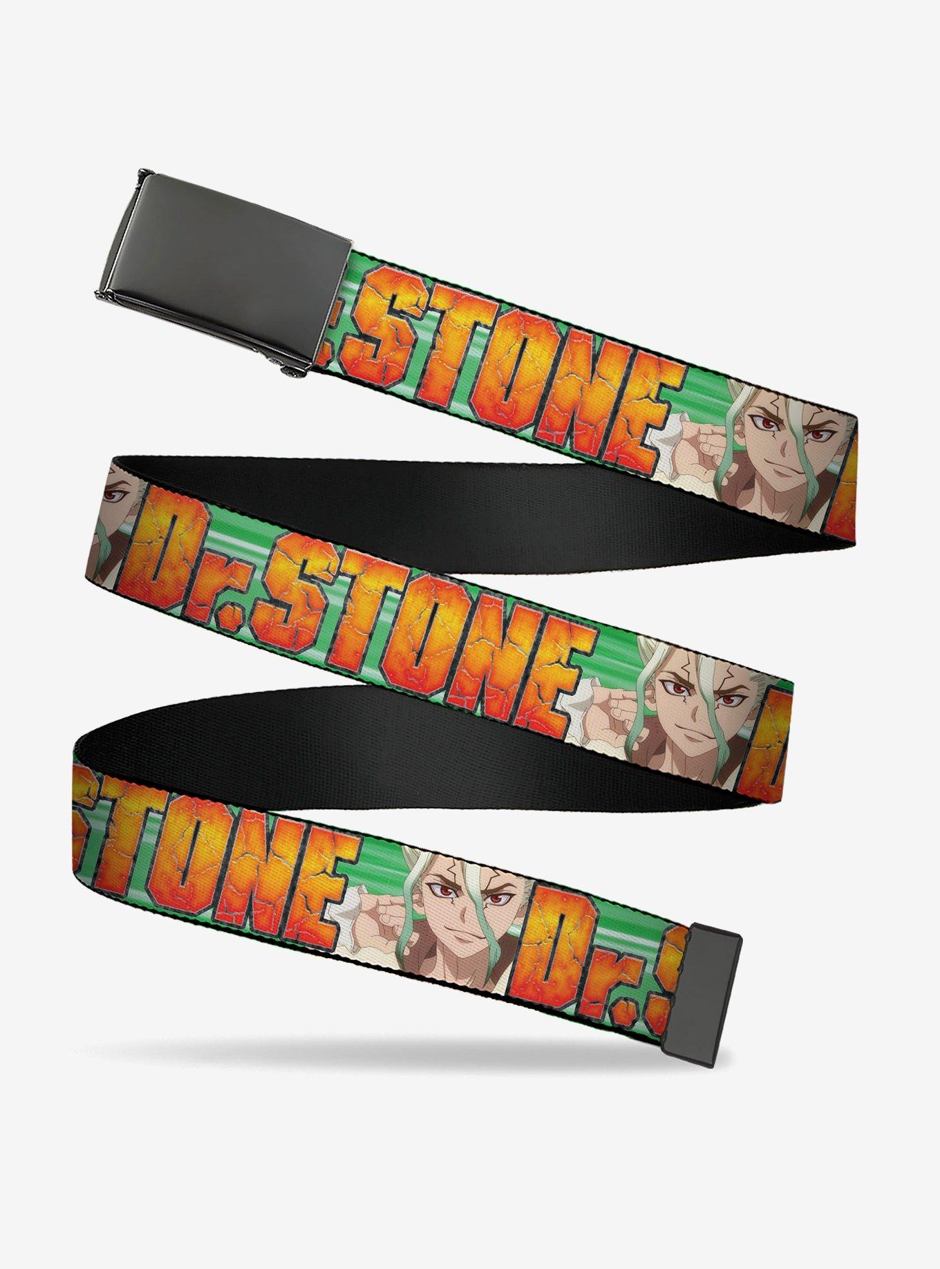 Dr. Stone Title Logo & Suika Face Close Up Flip Web Belt | BoxLunch
