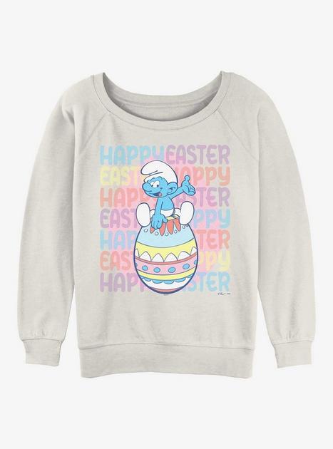 The Smurfs Happy Easter Girls Slouchy Sweatshirt - BEIGETAN | Hot Topic