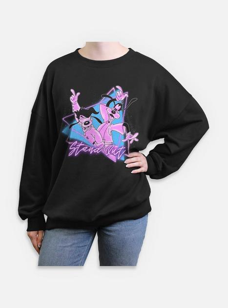 Disney Goofy Triangle Stand Out Womens Oversized Sweatshirt - BLACK ...