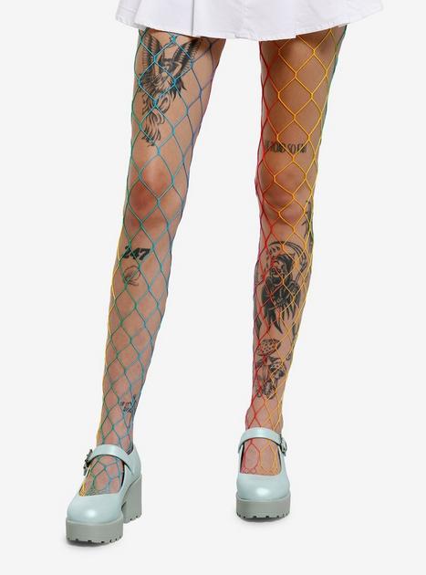 Leg Avenue Rainbow Fence Fishnet Tights | Hot Topic