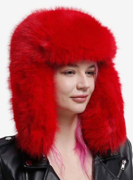 Red Fuzzy Plush Trapper Hat | Hot Topic