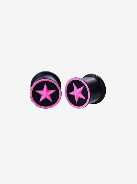 Silicone Black & Pink Star Plug 2 Pack | Hot Topic