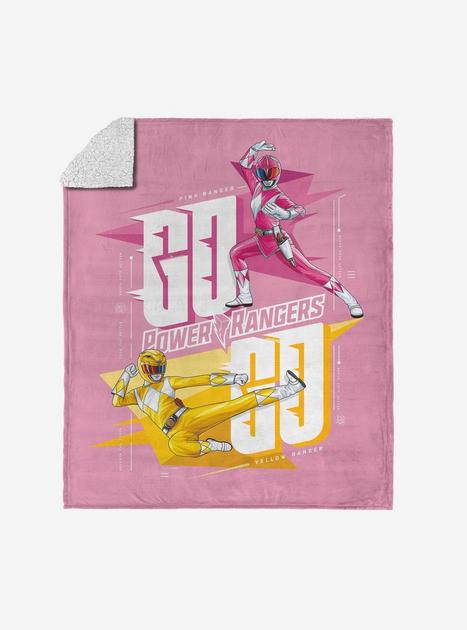 Mighty Morphin Power Rangers Pink and Yellow Silk Touch Sherpa Throw ...