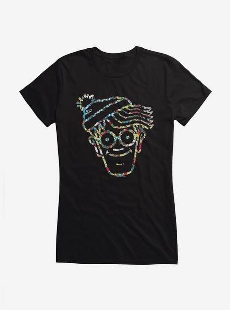 Where's Waldo? Face Collage Outline Girls T-Shirt - BLACK | Hot Topic