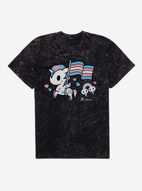Tokidoki Unicorno Trans Pride Mineral Wash T-Shirt - BLACK | Hot Topic