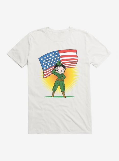 Betty Boop Army Soldier Salute T-Shirt - WHITE | BoxLunch