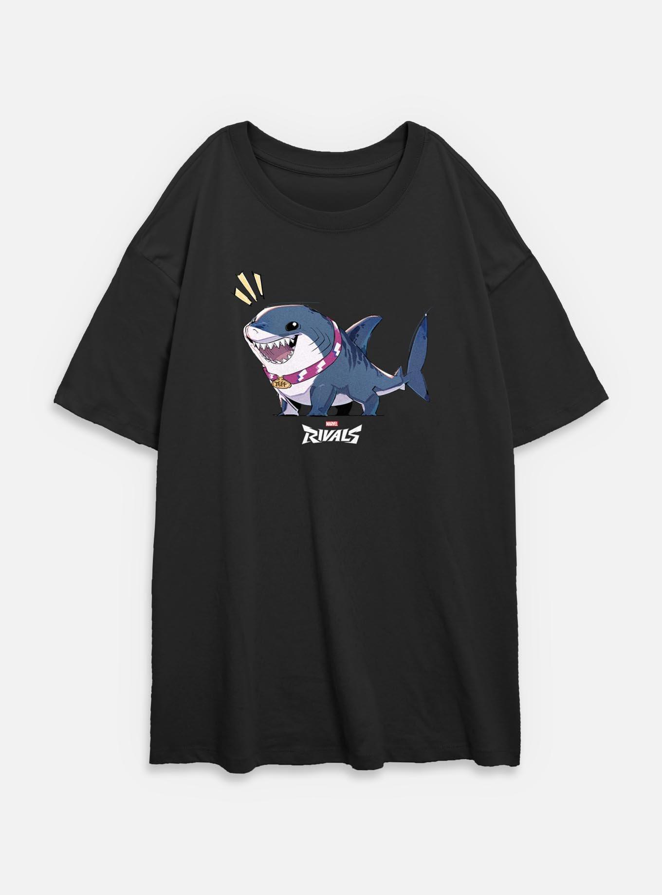 Marvel Rivals Alert Jeff The Landshark Womens Oversized T-Shirt - BLACK ...