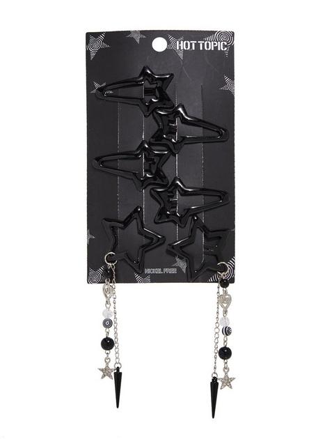 Black Star Drop Charms Hair Clip Set | Hot Topic