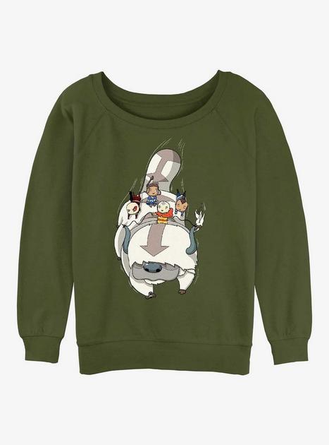 Avatar: The Last Airbender Chibis On Appa Girls Slouchy Sweatshirt ...