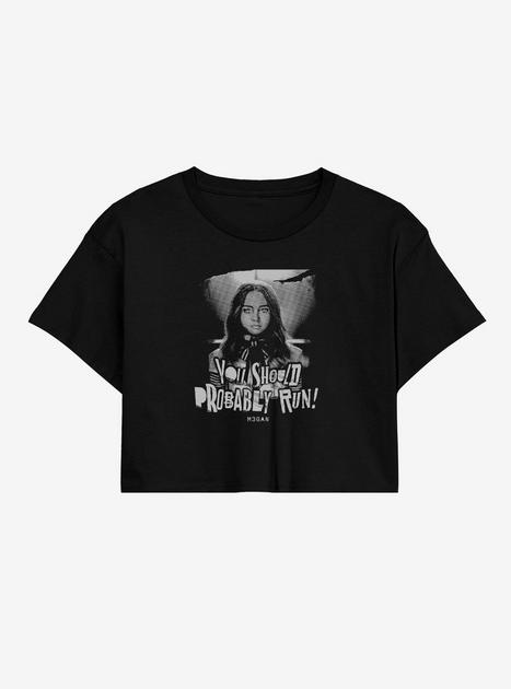 M3GAN You Should Probably Run! Girls Crop T-Shirt - BLACK | Hot Topic