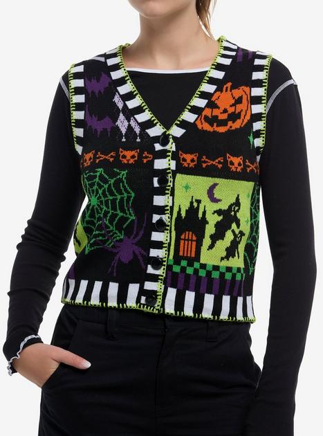Halloween Icons Patchwork Girls Sweater Vest | Hot Topic