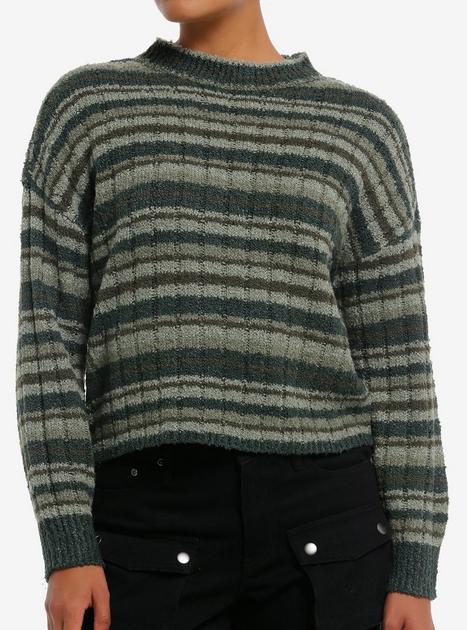 Thorn & Fable Green & Brown Stripe Girls Sweater | Hot Topic