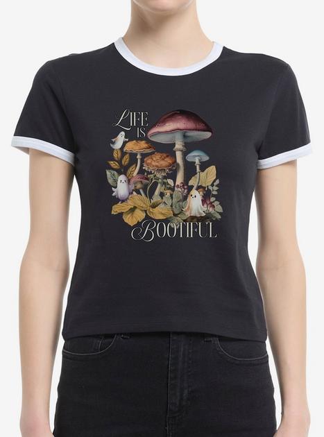 Life Is Bootiful Girls Ringer Crop T-Shirt - BLACK | Hot Topic