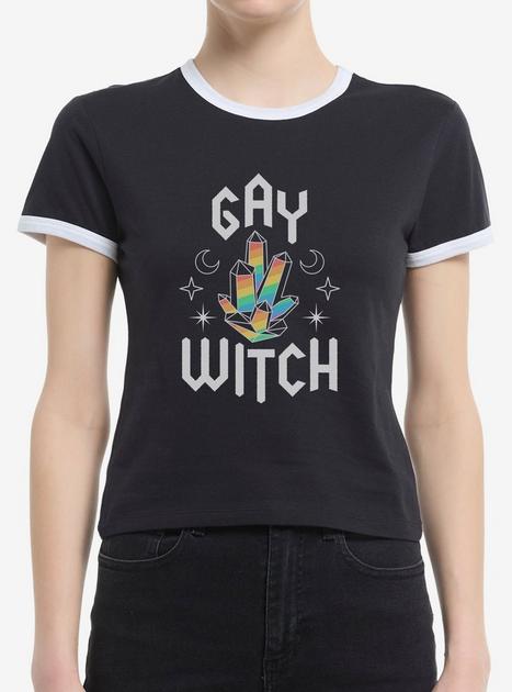 Pride Rainbow Crystals Girls Ringer Crop T-Shirt - BLACK | Hot Topic