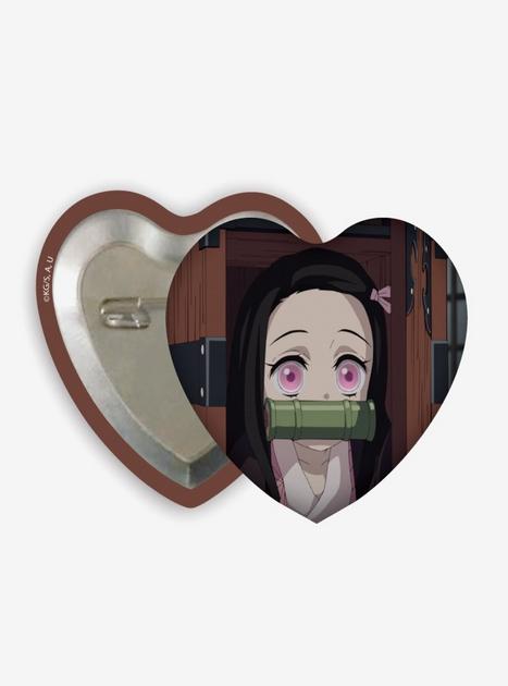 Demon Slayer: Kimetsu no Yaiba Nezuko Heart-Shaped Button Pin | BoxLunch