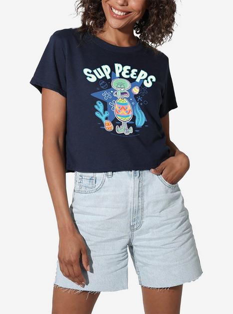SpongeBob SquarePants Easter Squidward 'Sup Peeps Womens Crop Top ...