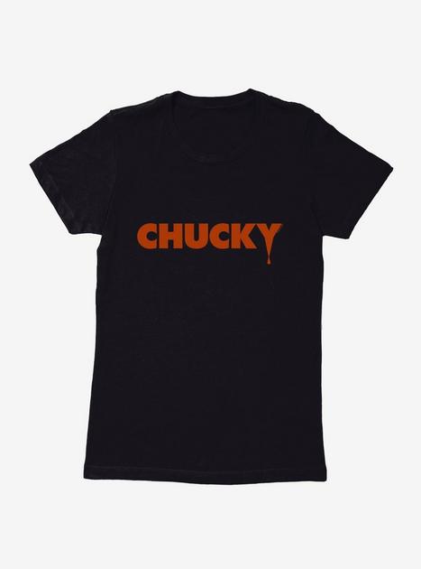 Chucky Classic Red Logo Drip Womens T-Shirt - BLACK | BoxLunch