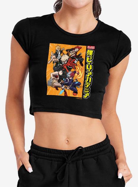 My Hero Academia Striking Heroes Poster Cap Sleeve Baby Rib Women's ...