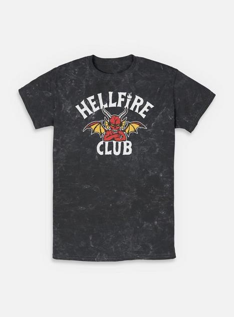 Stranger Things Devil Hellfire Club Logo Mineral Wash T-Shirt - BLACK ...