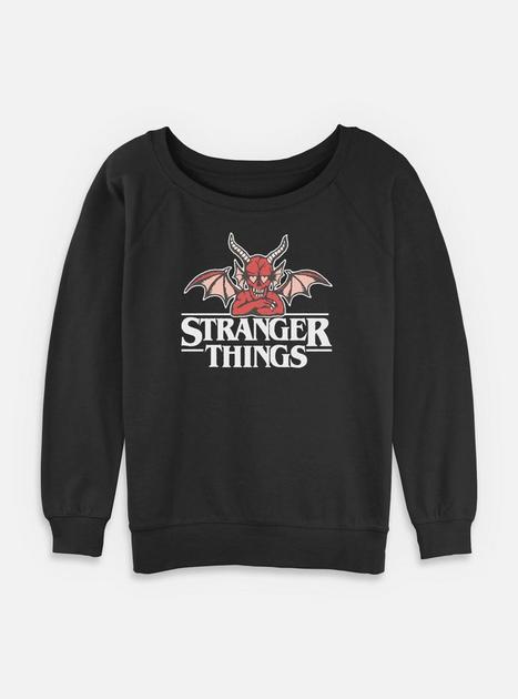 Stranger Things Hellfire Club Devil Womens Slouchy Sweatshirt - BLACK ...