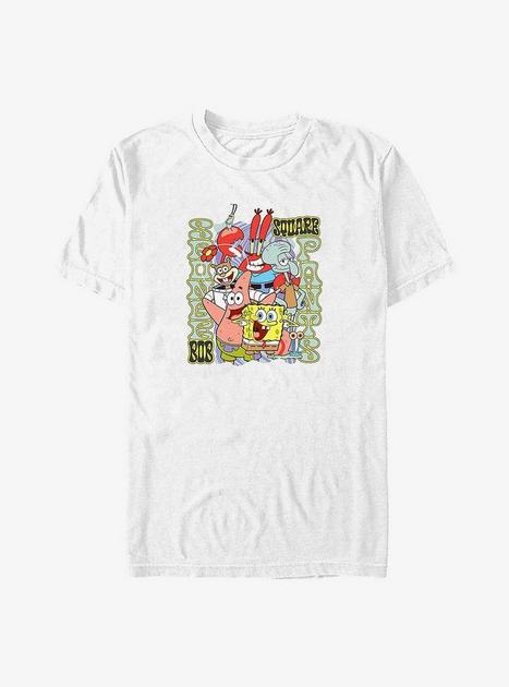 Spongebob Squarepants Groovy Text Big & Tall T-Shirt - WHITE | Hot Topic