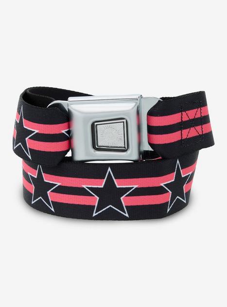 Buckle-Down Black & Pink Stripe Star Seat Belt Belt | Hot Topic